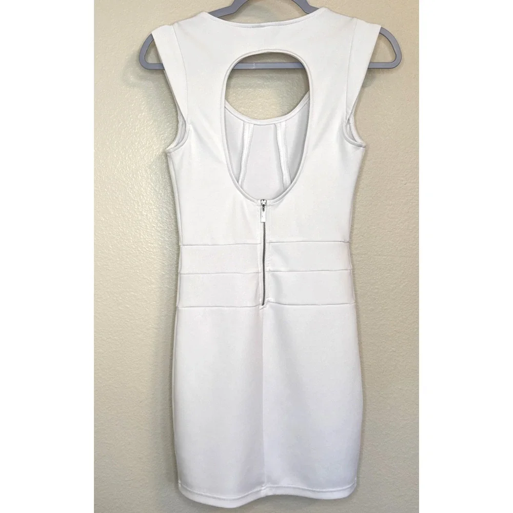 Guess | Dresses | Guess White Bodycon Mini Dress Petite Small Keyhole ...